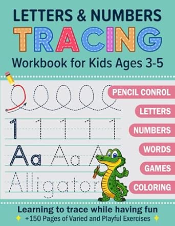 Amazon.com: Letters & Numbers Tracing Workbook for Kids Ages 3-5 ...