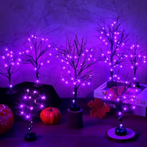 Amazon.com: Baquler 7 Pcs LED Halloween Trees Black Birch for Table ...