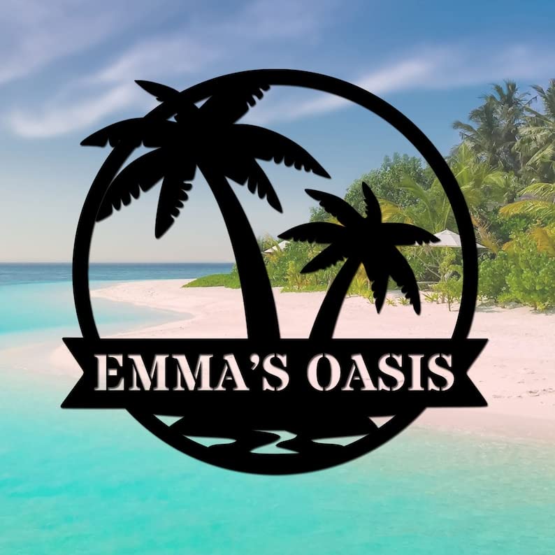 Amazon.com: INDOCHI Custom Palm Trees Sign Patio Sign Palm Trees Metal ...