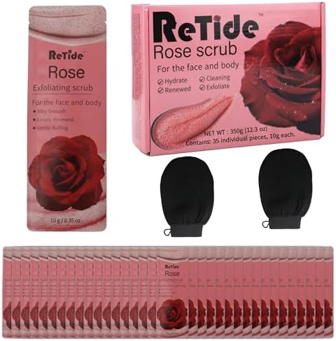 Amazon.com : Rose Body Scrub Gift Set - 35 Packets & 2 Pcs Exfoliating ...
