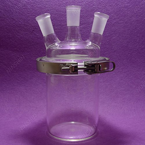 1000mL 24/ 40 3-Neck, Glass Cylinder Reactor,1 Litre Flat Bottom ...