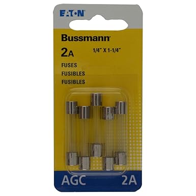 Bussmann AGC-2-R AGC Series Fuse, Fast Acting, 2 Amp, 250V, Glass Tube ...