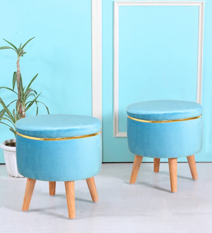 ShadowKart Pouffes Sitting Stool for Living Room, Mudda Puffy Wooden ...