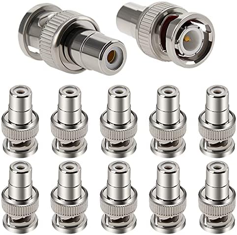 KUOQIY 10 Pezzi Adattatore da BNC Maschio a RCA Femmina, Metallo Spina da Maschio BNC a Presa da ...