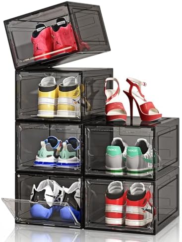 Amazon.com: MSHOMELY 6 Pack Clear Shoe Storage Boxes Stackable Shoe ...