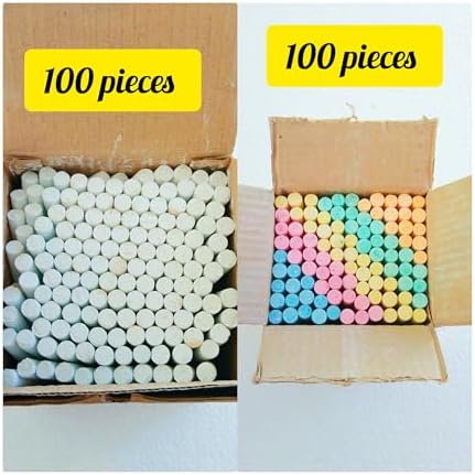 white and colour chalk piece boxes pack of 200 pieces : Amazon.in: Home ...