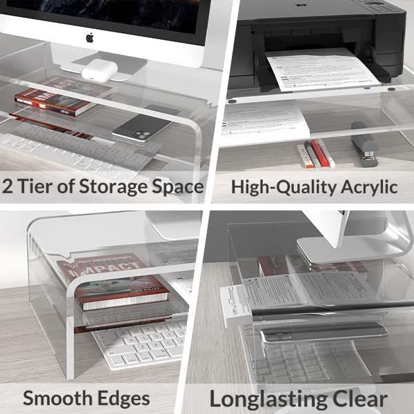 Snapklik.com : Sinboun Acrylic Monitor Stand Riser, 16 Inch Acrylic ...
