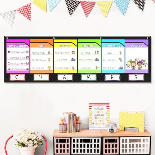 AKAYOK 6 Pockets Storage Pocket Chart for Classroom Small Group ...