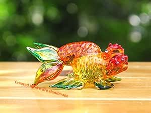 Handmade Goldfish (Lucky Fish) Art Glass Blown Aquatic Animals Figurine ...