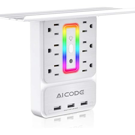 Amazon.com: Wall Outlet Extender - Surge Protector 6 AC Outlets Multi ...