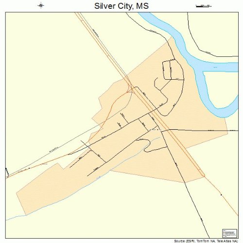Large Street & Road Map of Silver City, Mississippi MS - Printed poster ...