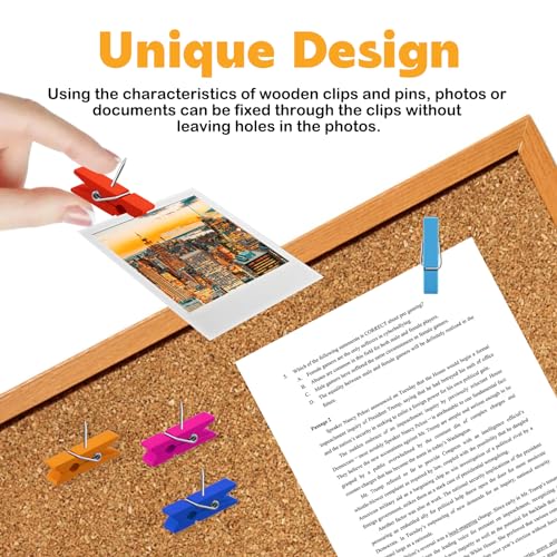 Snapklik.com : Colorful Wooden Push Pin Clips, Durable Wooden Push Pins ...