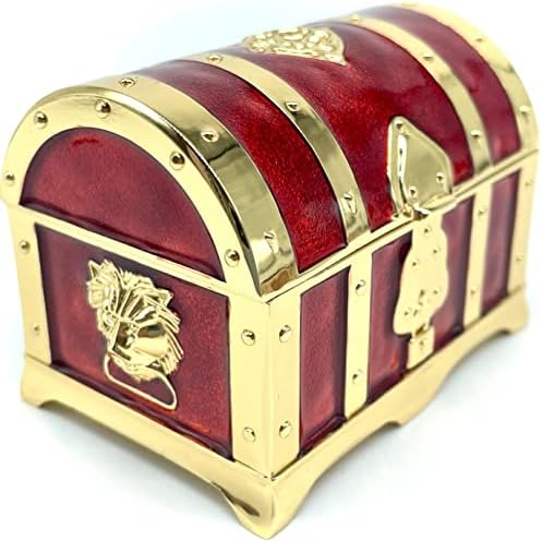 Amazon.com: Vintage Metal Jewelry Chest Treasure Trinket Box, Gem ...
