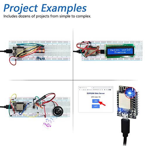 FREENOVE Ultimate Starter Kit for ESP8266 (Included) (Compatible with Arduino IDE), ESP-12S ...