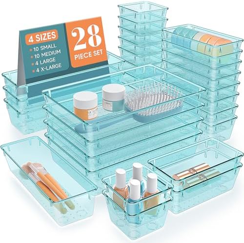Amazon.com: StorMiracle 28 PCS Clear Plastic Drawer Organizers Set, 4 ...