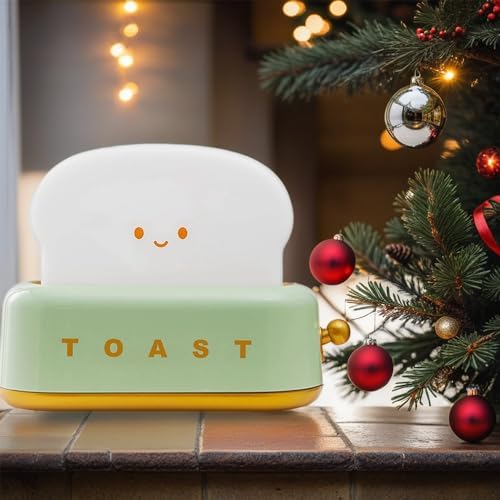 ipalmay Cute Toaster Night Light, Dimmable Bread Night Lamp USB ...