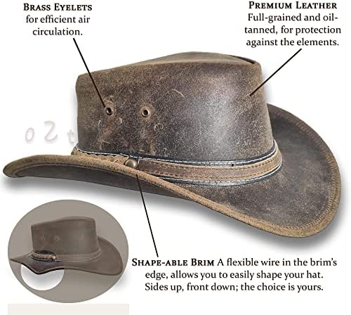Oztrala HAT Leather Australian Oiled Outback Aussie Western Cowboy Men ...