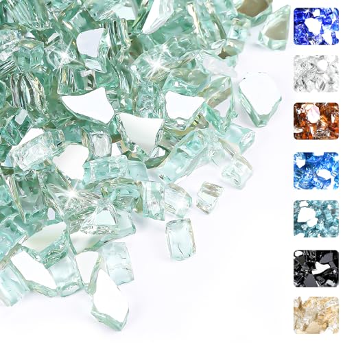 Snapklik.com : Hisencn Fire Glass 1/2 Inch - Green Reflective Tempered ...