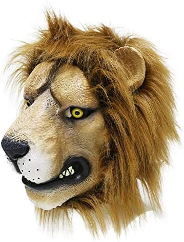 Amazon.com: HENGYUTOYMASK Latex Full Head Safari Animal Lion Mask ...