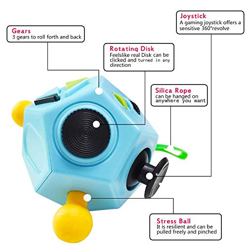 12 Side Fidget Cube,Fidget Toy Cube Relief Stress and Anxiety ...