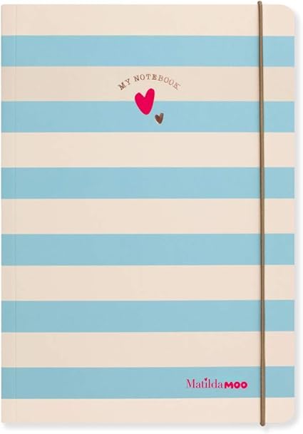 Matilda Moo Notebook - A5 Lined - Striped - Blue & Rose Gold : Amazon ...