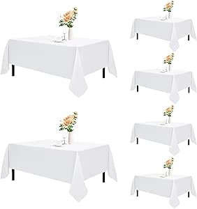 Amazon.com: Romanstile 6 Pack White Rectangle Tablecloth 60 x 102 Inch ...