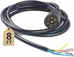 7 Wire Trailer Plug 7-Way Trailer Wiring Harness Cable - 7 Ft Molded RV ...