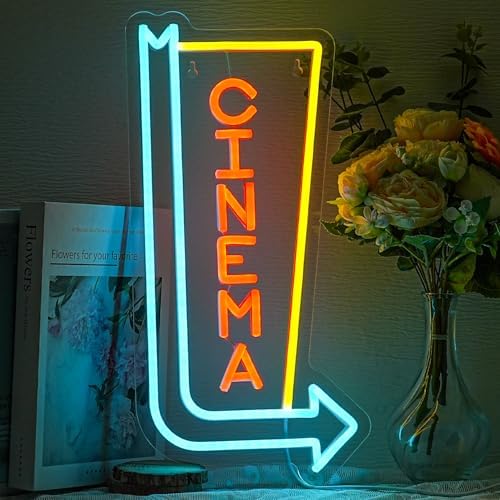 Alkkign Cinema Neon Sign Arrow Neon Light for Wall Decor Movie Theater ...