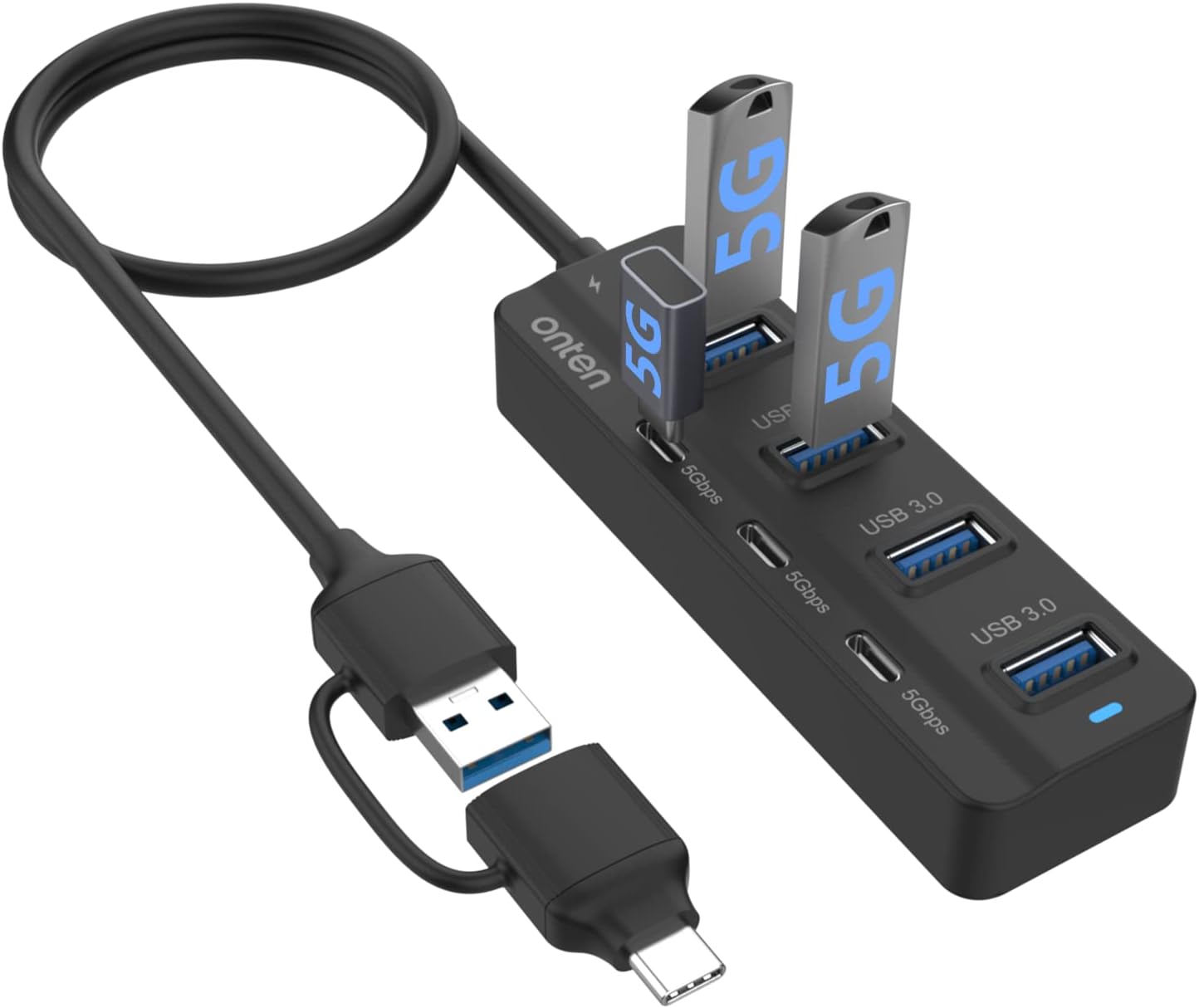 Amazon.com: Onten USB C Hub,7 Ports USB3.0 to USB-C HUB with a USB C to ...