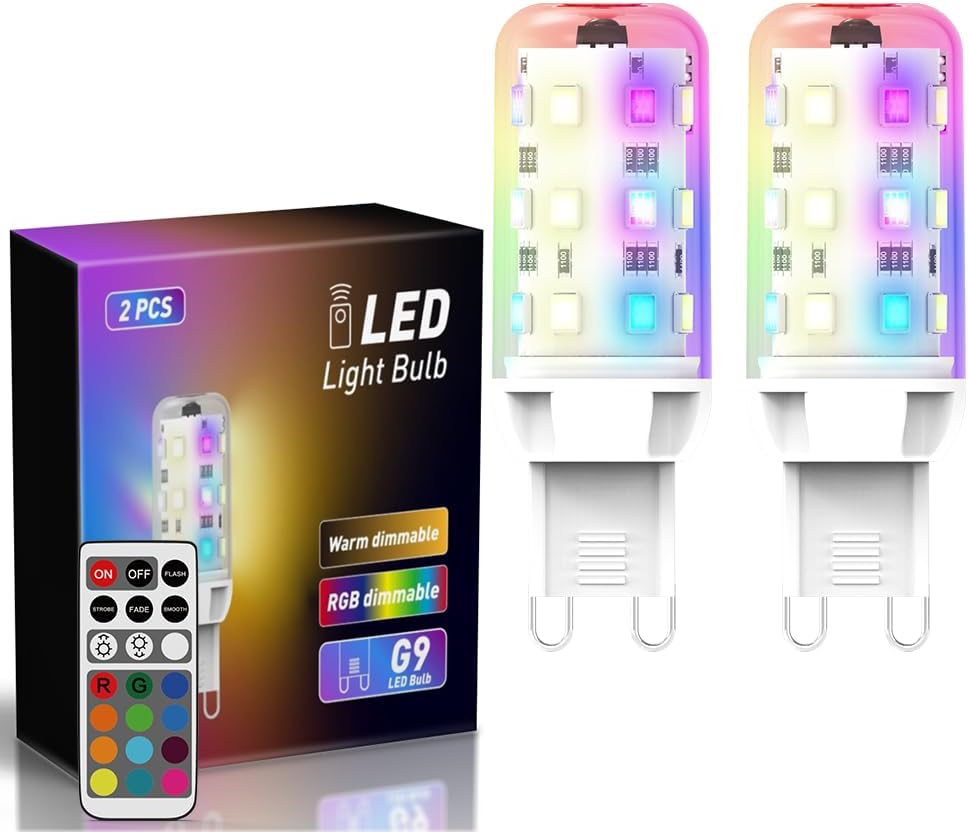 Upgraded G9 RGB Color Changing LED Light Bulbs 2w, Remote Controlled ...