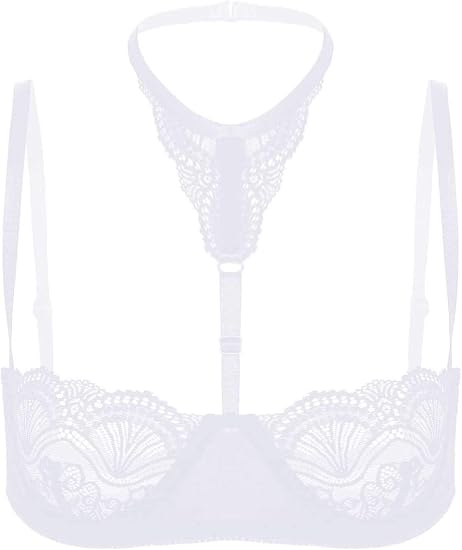 renvena Damen Spitze BH Transparent Push Up Neckholder Bra Tops mit ...