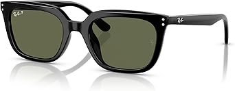 Amazon.com: Ray-Ban RB4439D Square Sunglasses, Black/Dark Green ...