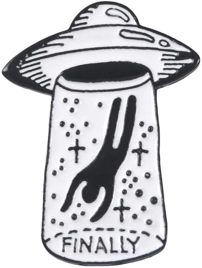 Amazon.com: Awgusu Women Creative UFO Brooch Enamel Lapel Pins Badges ...