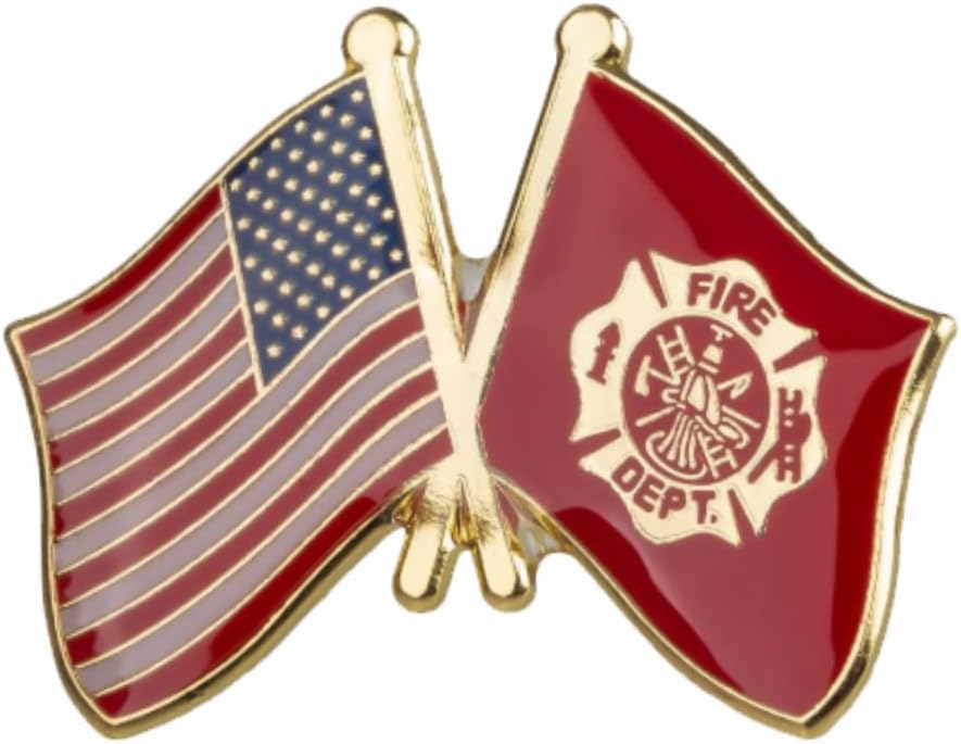 Amazon.com: Fire Dept & US Flags Cross Lapel Pin FD Firefighter ...
