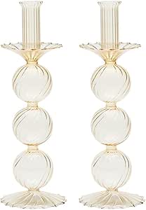 Amazon.com: Kim Seybert Iris Tall Candle Holder in Champagne, Set of 2 ...