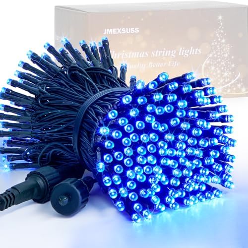 JMEXSUSS 200 LED Blue Christmas Lights Outdoor, Expandable 66ft Blue ...