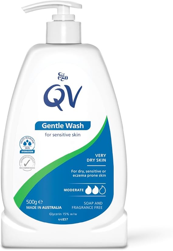 QV Gentle Wash (500g) for Dry, Sensitive Skin, pH Balanced, Unscented ...