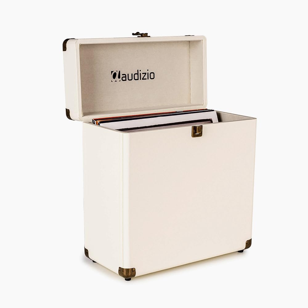 Audizio RC32 Vinyl Record Storage Case - Cream, Stylish LP Storage Case ...