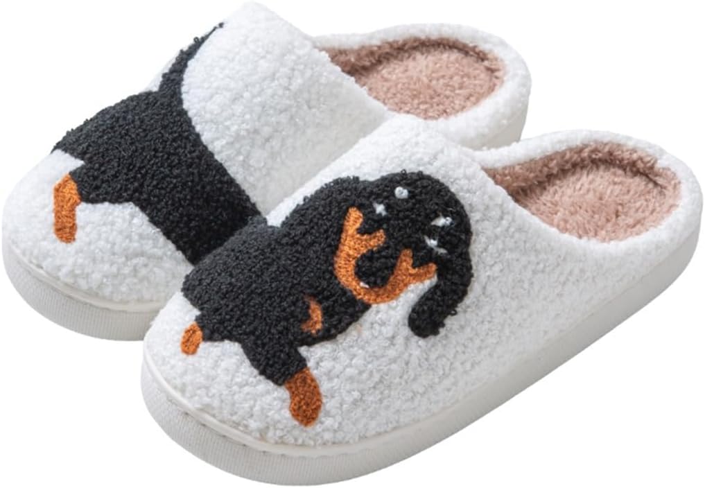 Amazon.com | Womens Mens Dachshund Slippers Cute Dog Cartoon Bow ...