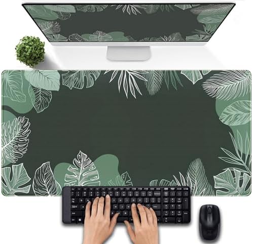 Amazon.com : Green Plants Desk Mat Tropical Leaves Mouse Pad Cute ...