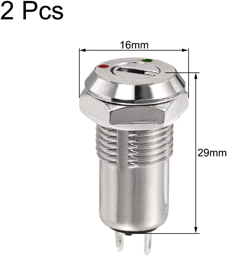 sourcingmap 12mm 2 Positions Key Lock Push Button Switches with Keys NO ...