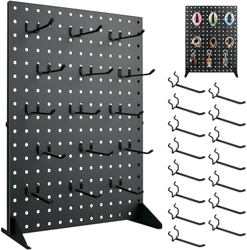 Amazon.com: Metal Pegboard Display Stand With 15 Peg Board Hooks ...