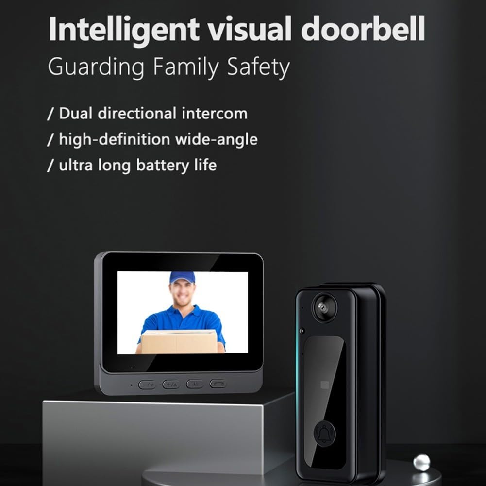 Wireless Doorbell Camera And Monitor 1set 4.3 Inch Screen Video