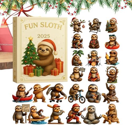 Fun Sloth Advent Calendars 2025, 24 Days Christmas Countdown Calendar ...