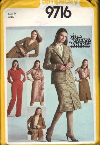Amazon.com: Simplicity 9716 Size 14 Vintage Suit Separates Pattern ...