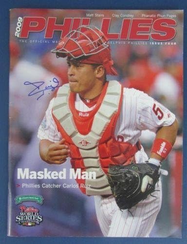 2009 Phillies Program Magazine Carlos "Chooch" Ruiz Signed Cover 123166 ...