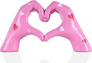 Pink hand heart decoration, heart hand statue, love finger sculpture ...