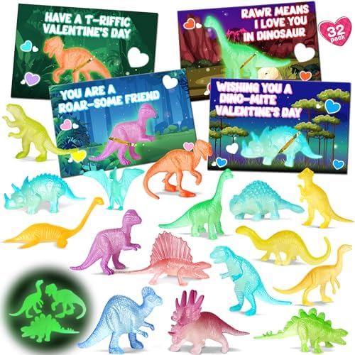 Amazon.com: Valentines Day Cards for Kids School - 32 Pack Glow in Dark ...
