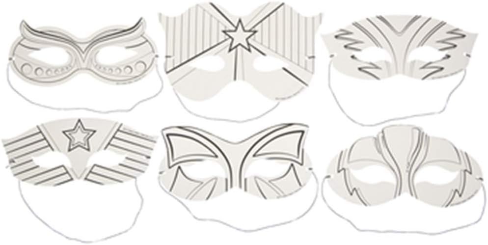 Amazon.com: Color Your Own Paper Superhero Masks - 24 Count White ...