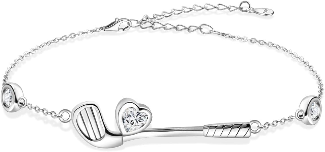 Amazon.com: Salloog 925 Sterling Silver Golf Bracelets - CZ Golf Club ...